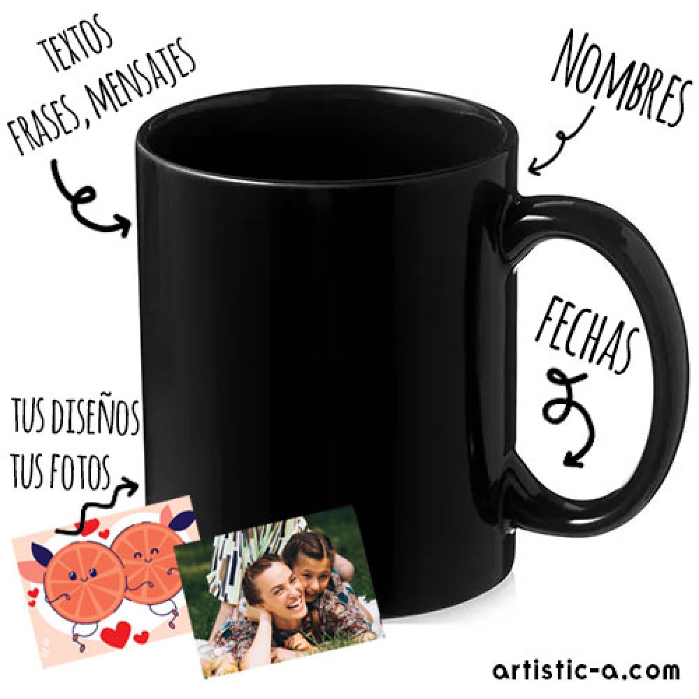 Taza negra personalizada con tu diseño